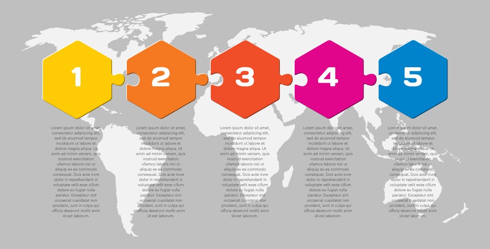 Five steps line infographic puzzle diagram Vector Image