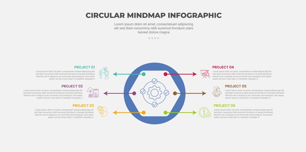 Circular mind map infographic outline style Vector Image