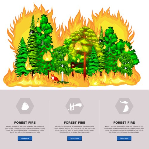 Burning forest nature disaster landscape Vector Image