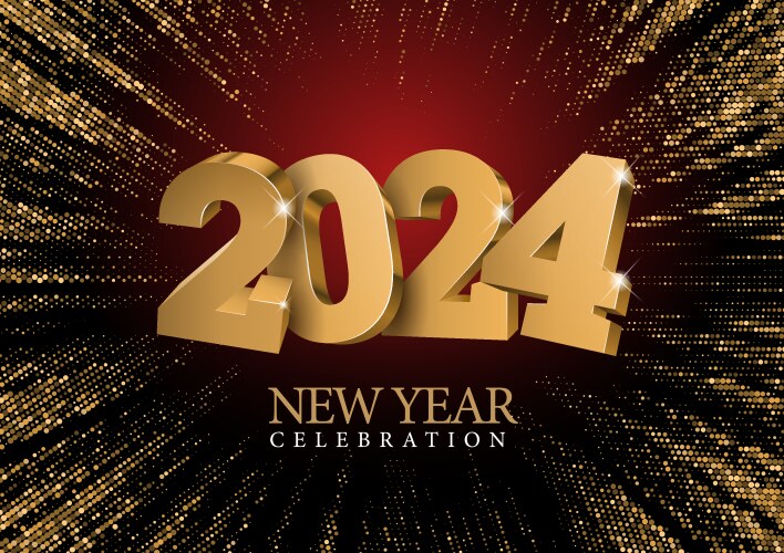 Gold text design 2024 golden 3d numbers Royalty Free Vector