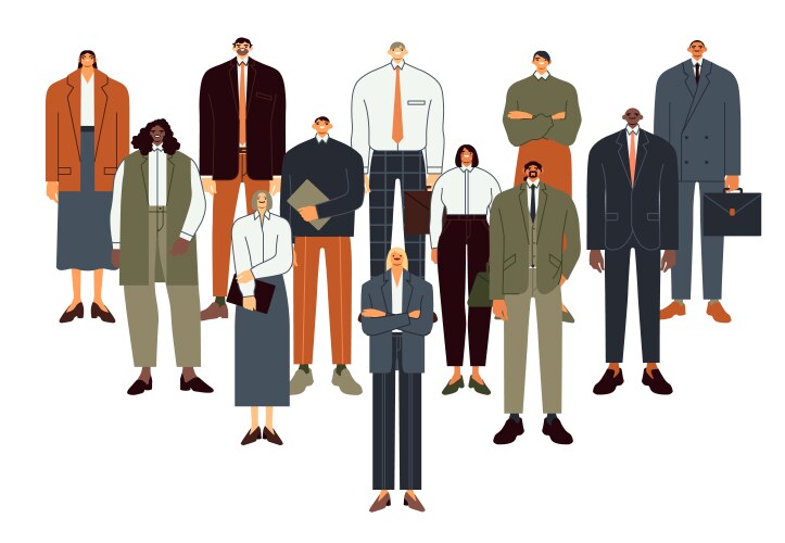 Cartoon employee team office workers group happy Vector Image