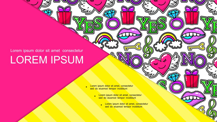 Pop art patches composition Royalty Free Vector Image