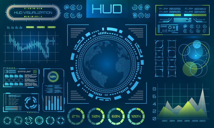 Hud elements set graphic abstract futuristic Vector Image Hud elements set graphic abstract futuristic Vector Image