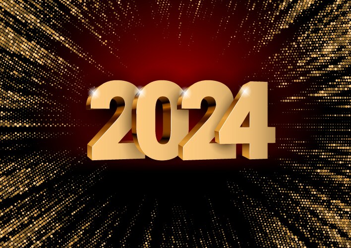 Gold text design 2024 golden 3d numbers Royalty Free Vector