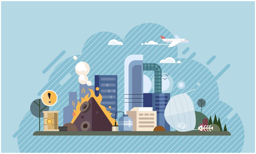 Industrial pollution factory emitting Royalty Free Vector