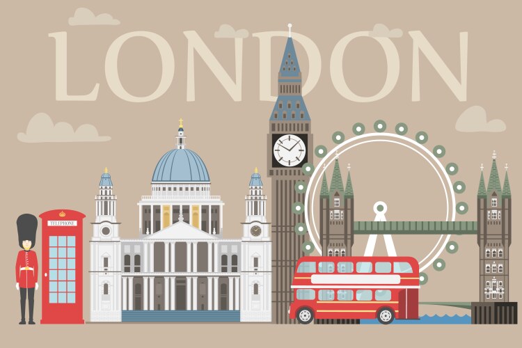 London landmarks detailed Royalty Free Vector Image