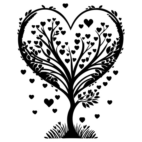 Love heart shaped tree valentine draw Royalty Free Vector