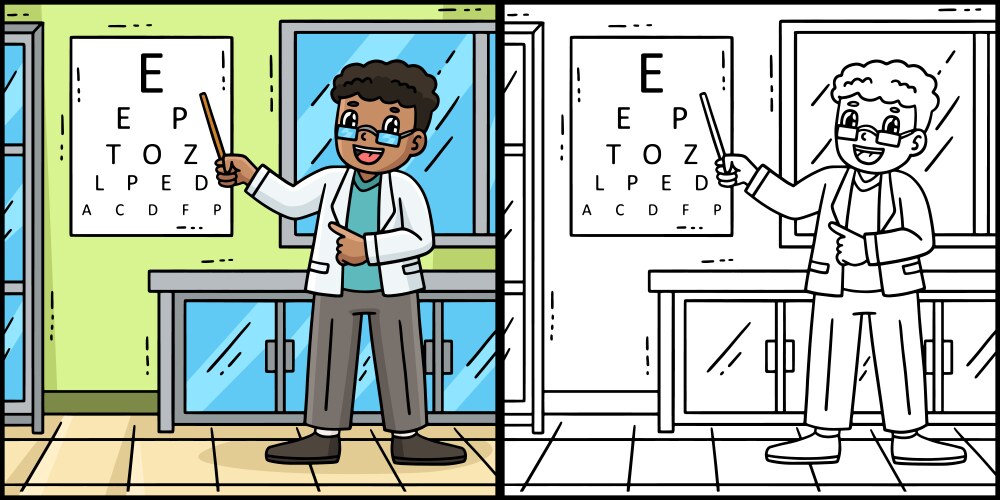 Ophthalmologist doctor eye test chart clipart Vector Image