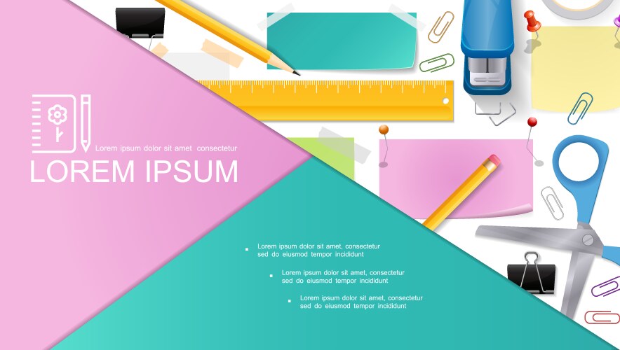 Realistic stationery elements composition Vector Image