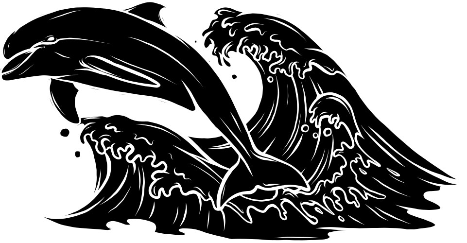 Dolphin Silhouette Set - Ocean Waves – Royalty-Free Vector | VectorStock