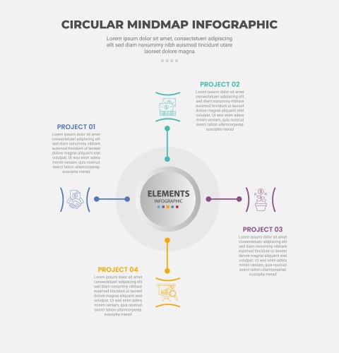 Circular mind map infographic outline style Vector Image
