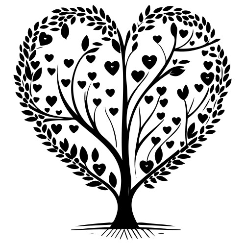 Love heart shaped tree valentine draw Royalty Free Vector