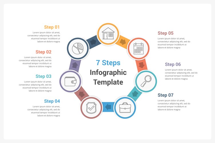 Circle diagram seven elements Royalty Free Vector Image Circle diagram seven elements Royalty Free Vector Image