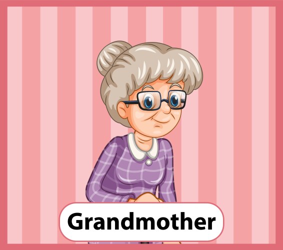 Educational English Word Card Grandmother Vector Images (20)