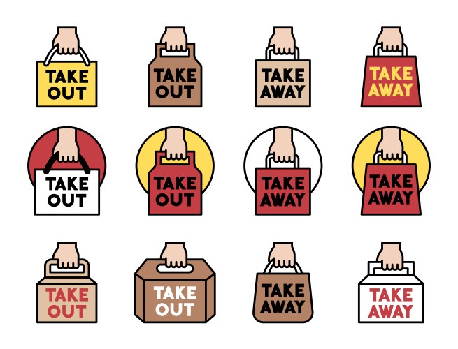 Takeout and takeaway icons set 2 Royalty Free Vector Image