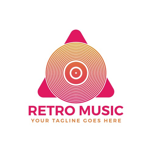 Retro music logo templates set vynil Royalty Free Vector
