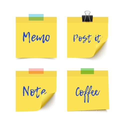 Notes colored sticky papers with pin clips memo Vector Image