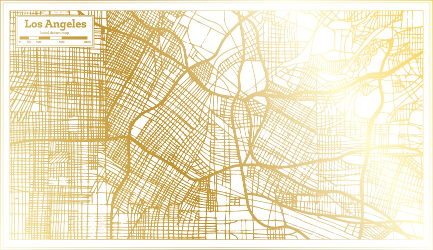 Los Angeles City Outline Map Vector Images (over 100)