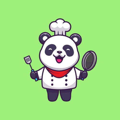 Panda chef cook cartoon character Royalty Free Vector Image