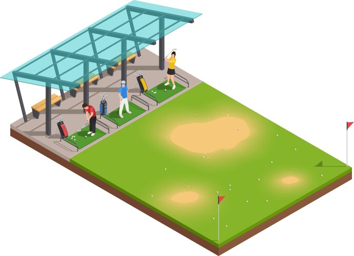 Golf isometric flowchart Royalty Free Vector Image