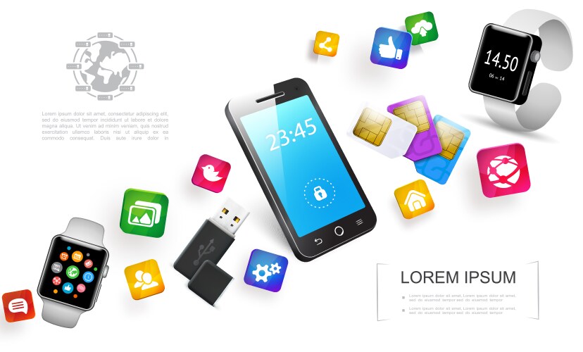 Realistic tech colorful template Royalty Free Vector Image