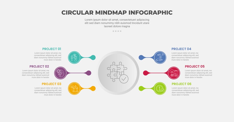 Circular mind map infographic outline style Vector Image
