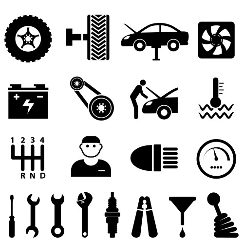 Mechanic workshop icons Royalty Free Vector Image