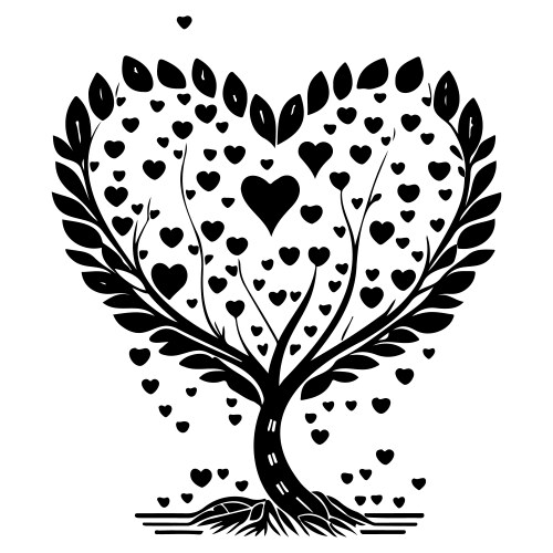 Love heart shaped tree valentine draw Royalty Free Vector