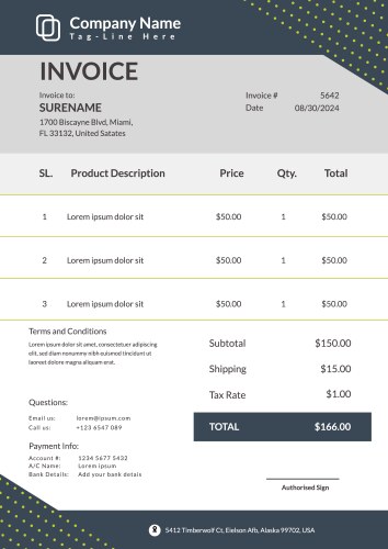 Simple invoice design cash memo Royalty Free Vector Image