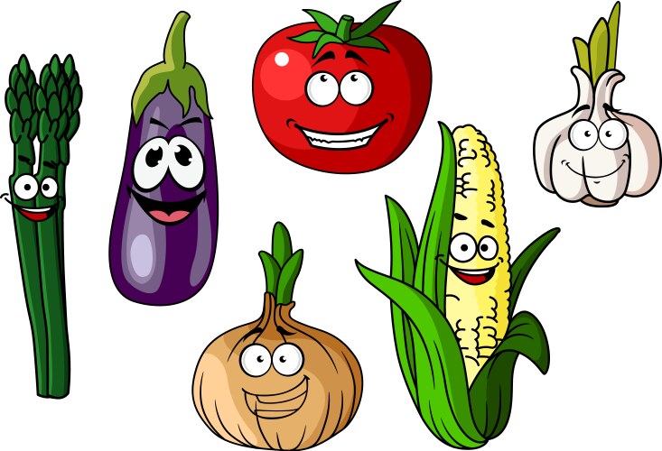 Vegetables big group cartoon Royalty Free Vector Image