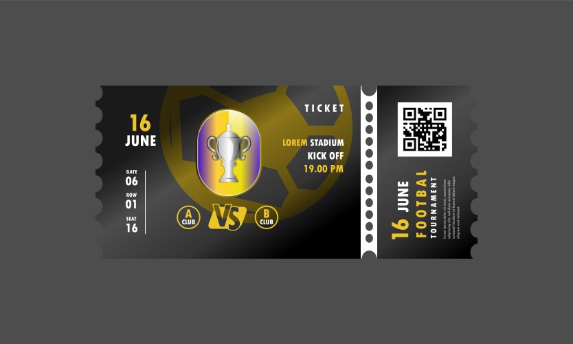 Football match ticket template design graphic Vector Image