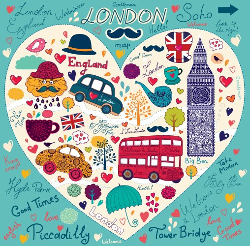 London travel elements Royalty Free Vector Image
