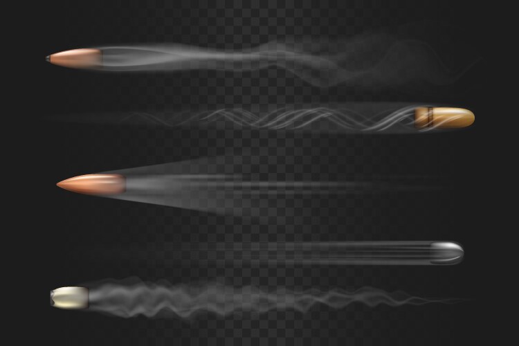 Flying bullet traces realistic pistol projectiles Vector Image