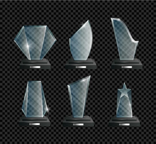 Transparent trophy awards glass award on stand Vector Image