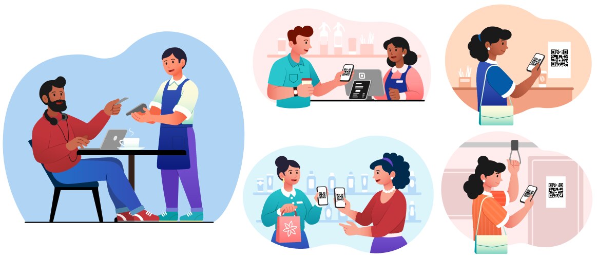 Concept of cashless payment realistic hand holds Vector Image