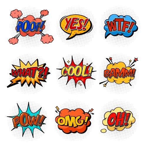 Exclamation texting comic signs on speech bubbles Vector Image