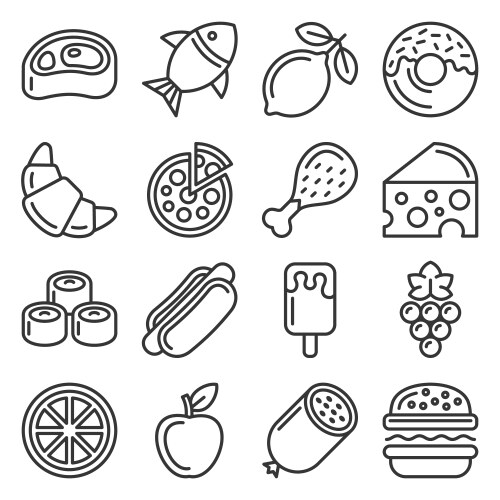 Food icon set on white background Royalty Free Vector Image