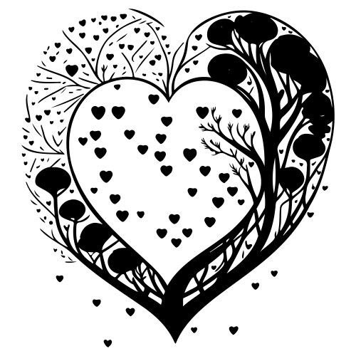 Love heart shaped tree valentine draw Royalty Free Vector