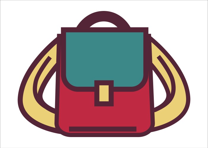 Icon red school backpack in flat style Royalty Free Vector