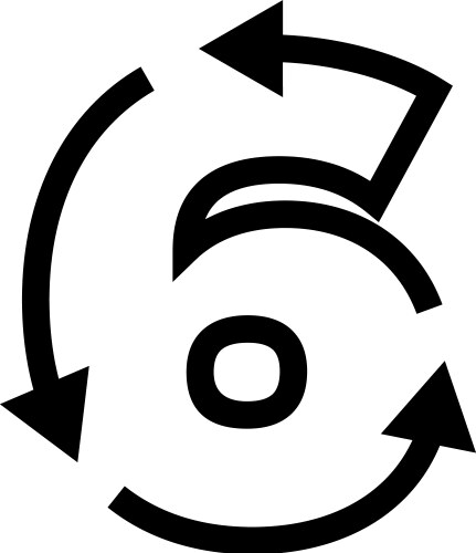 Six number 6 double triple line art outline Vector Image