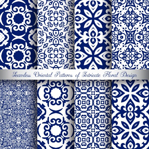 Blue arabesque patterns Royalty Free Vector Image