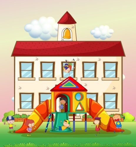 Children playing at school Royalty Free Vector Image