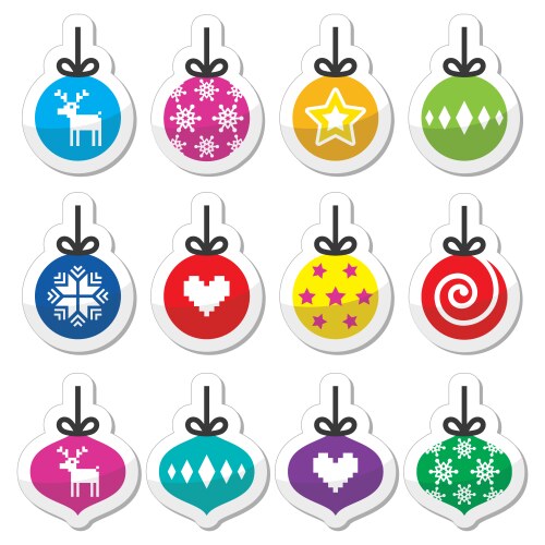 Christmas stickers set Royalty Free Vector Image