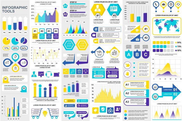 Bundle new technologies infographic ui ux kit Vector Image