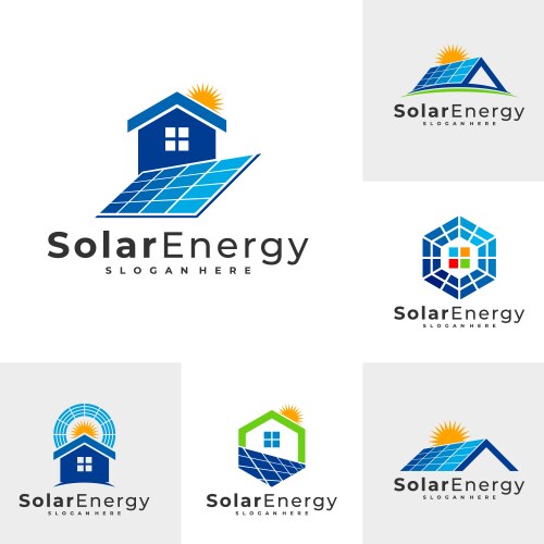 Home solar logo design set Royalty Free Vector Image