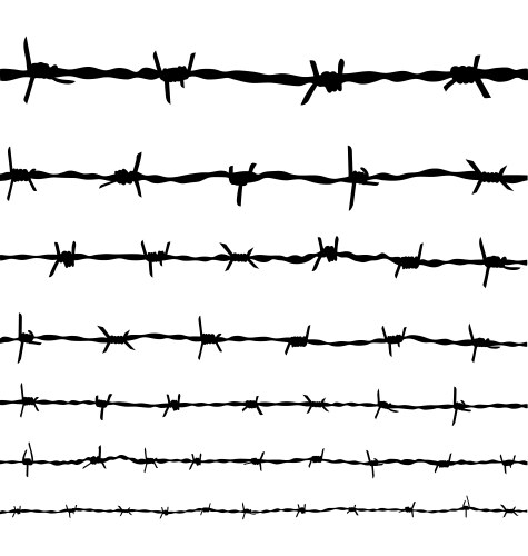 Barbed wire black line set Royalty Free Vector Image
