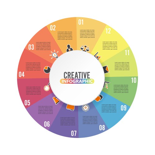 Pie chart infographic template 7 options Vector Image