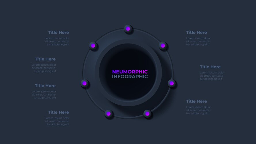 Infochart dark schema diagram with six options Vector Image