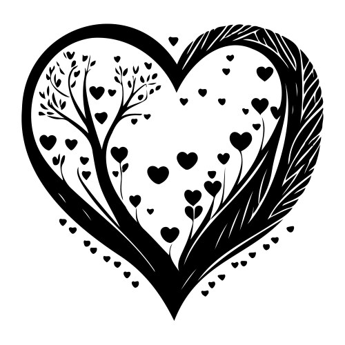 Love heart shaped tree valentine sketch hand draw Vector Image