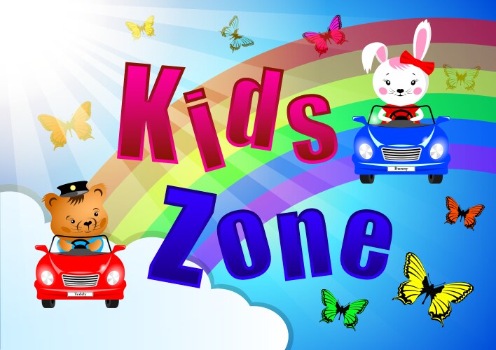 Kids zone banner template Royalty Free Vector Image